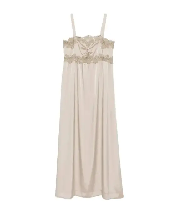 P.a.r.o.s.h Lace Long Maxi Dress - Nude