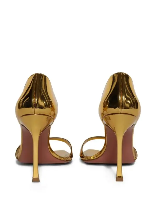 Amina Muaddi 95mm Agnese Metallic Open-toe Sandals