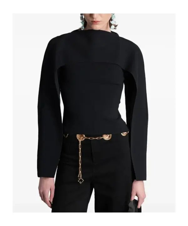 Cult Gaia Alka Cape-overlay Blouse - Black