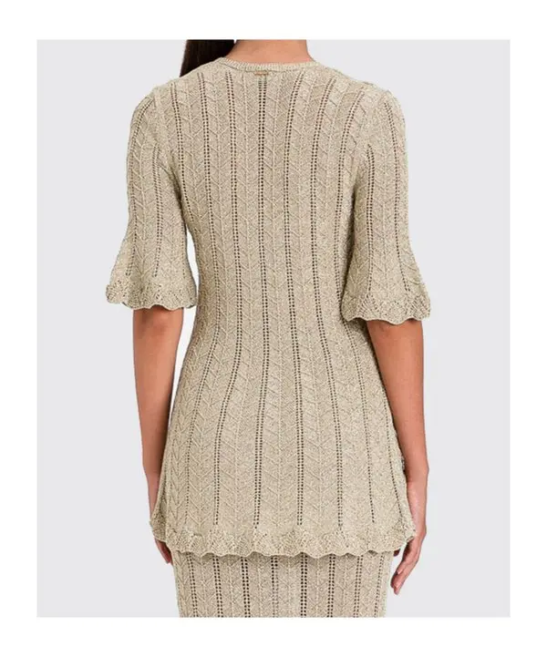 TWINSET Pointelle-knit Chevron-pattern Sweater - Nude