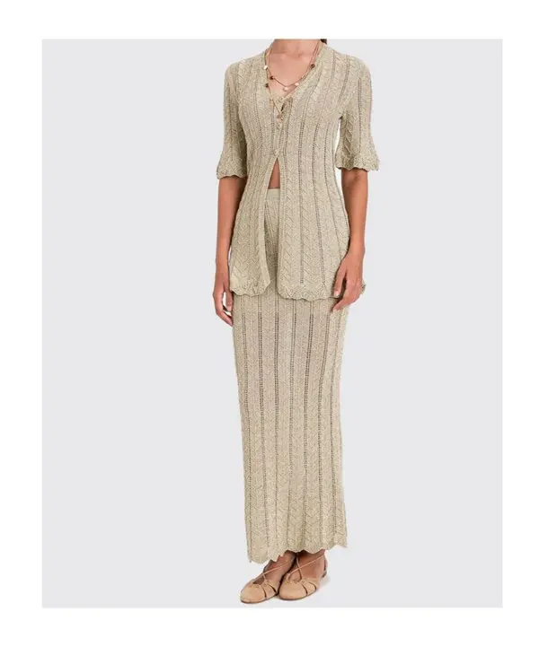 TWINSET Pointelle-knit Chevron-pattern Sweater - Nude