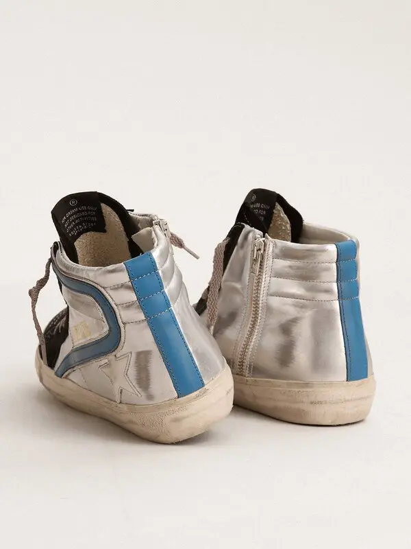 GOLDEN GOOSE Slide High Top Sneakers In Metallic Leather