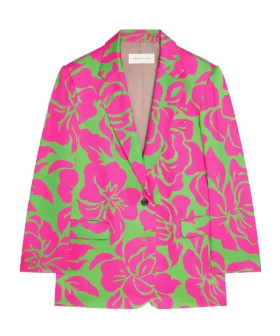 Dries Van Noten Oversized Floral Satin Blazer - Pink