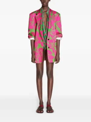 Dries Van Noten Oversized Floral Satin Blazer