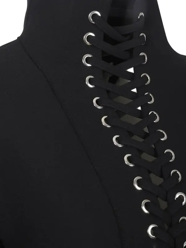 Khaite Lace-up High-neck Lee Dress