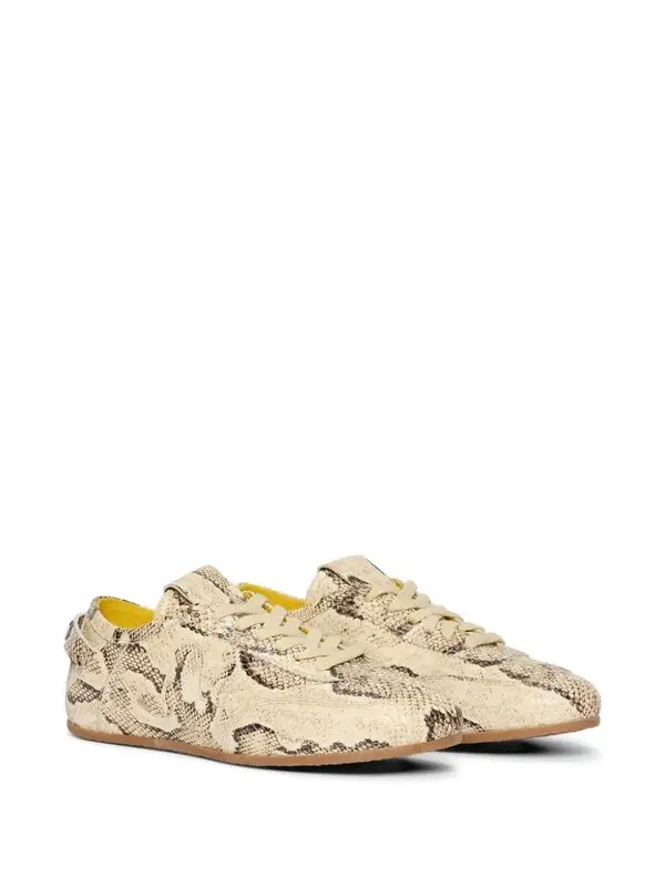 MSGM Snakeskin Lace-up Sneakers - Nude