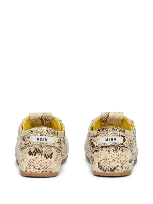 MSGM Snakeskin Lace-up Sneakers - Nude