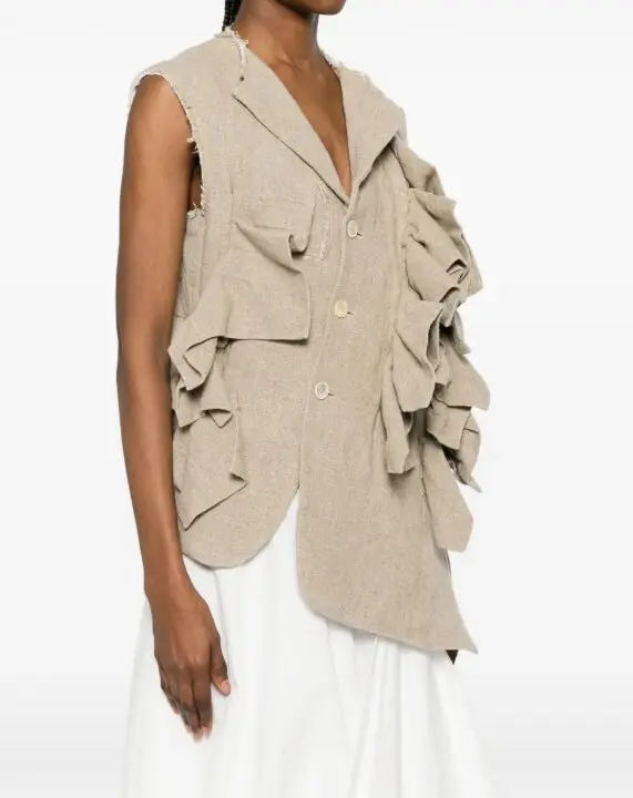 Comme Des Garçons Diagonal Single-breasted Sleeveless Jacket