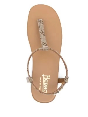 Herno Logo-print Leather Sandals - Nude
