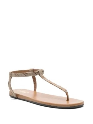 Herno Logo-print Leather Sandals - Nude