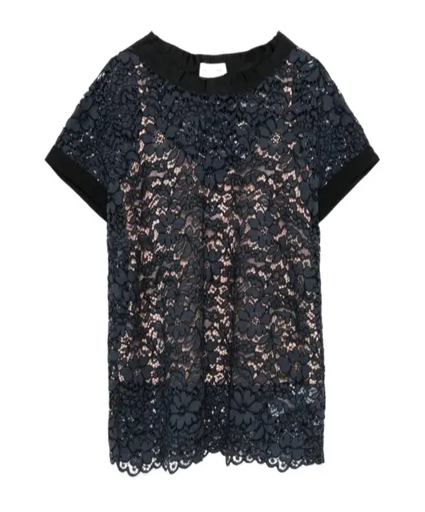 P.a.r.o.s.h Corded-lace T-shirt - Black