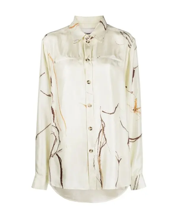 Nanushka Printed Silk Oversized Shirt