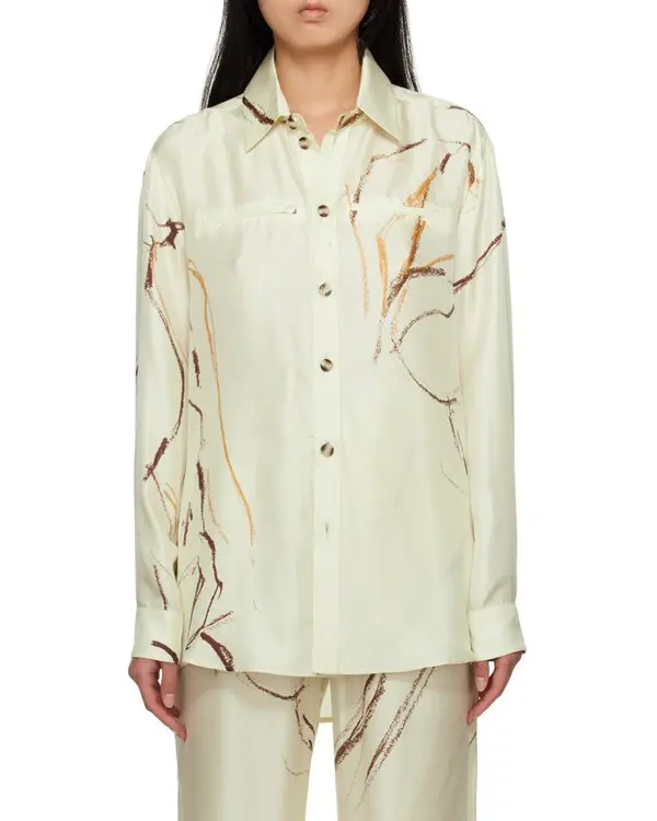 Nanushka Printed Silk Oversized Shirt