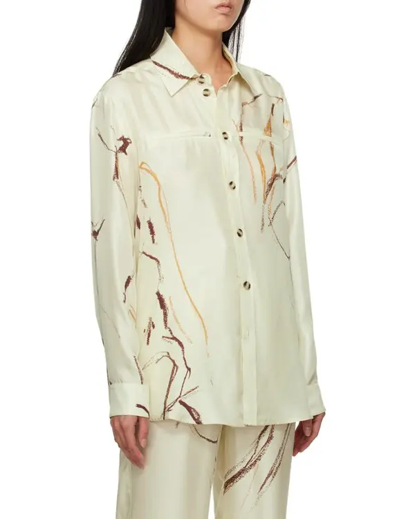 Nanushka Printed Silk Oversized Shirt