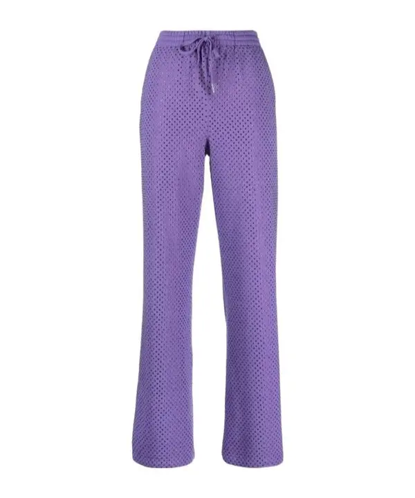 P.a.r.o.s.h Cotton-blend Mesh-design Trousers - Purple