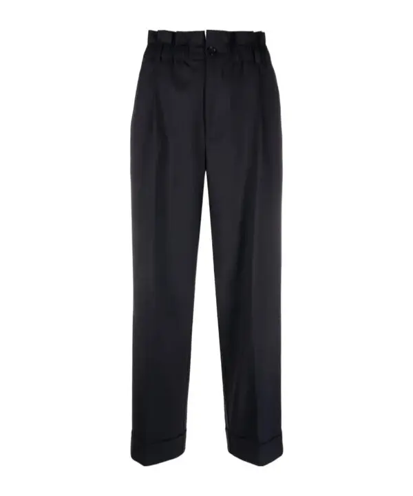 P.a.r.o.s.h Paperbag-waist Straight Leg Trousers - Black