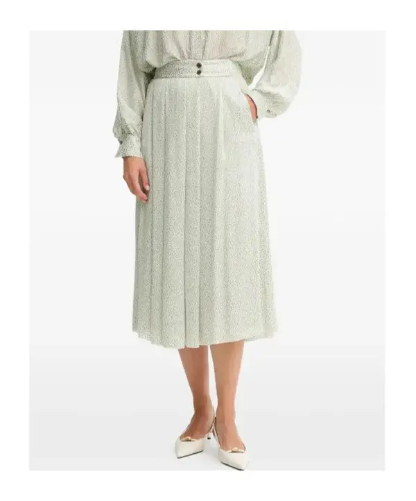 FORTE_FORTE Button Pleated Midi Skirt