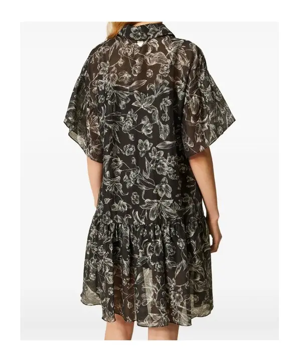 TWINSET Floral Ruffled Dress - Black