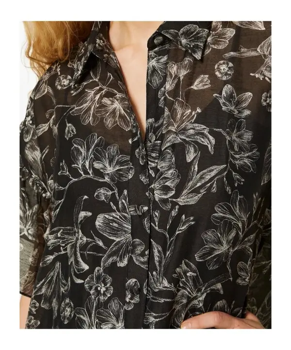 TWINSET Floral Ruffled Dress - Black