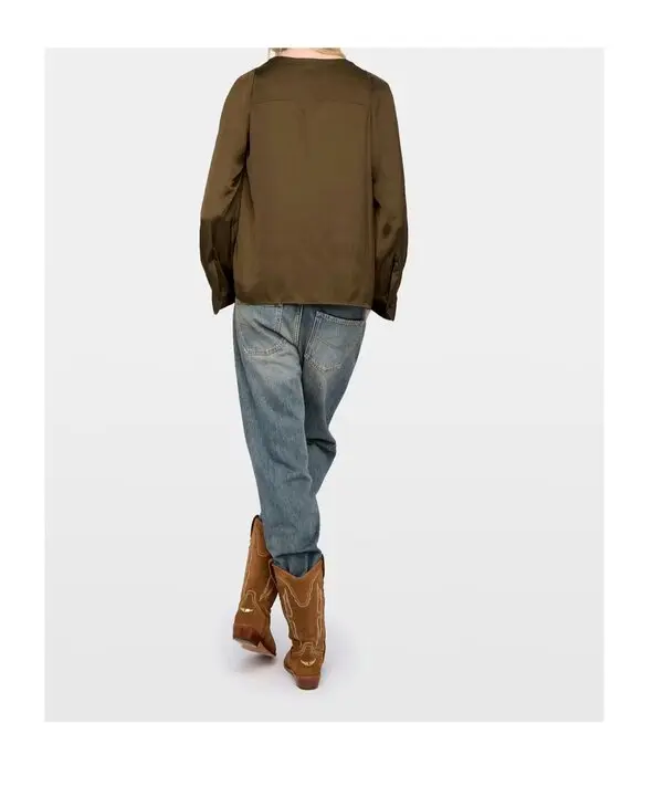 Zadig&Voltaire Torny V-neck Satin Blouse - Moss