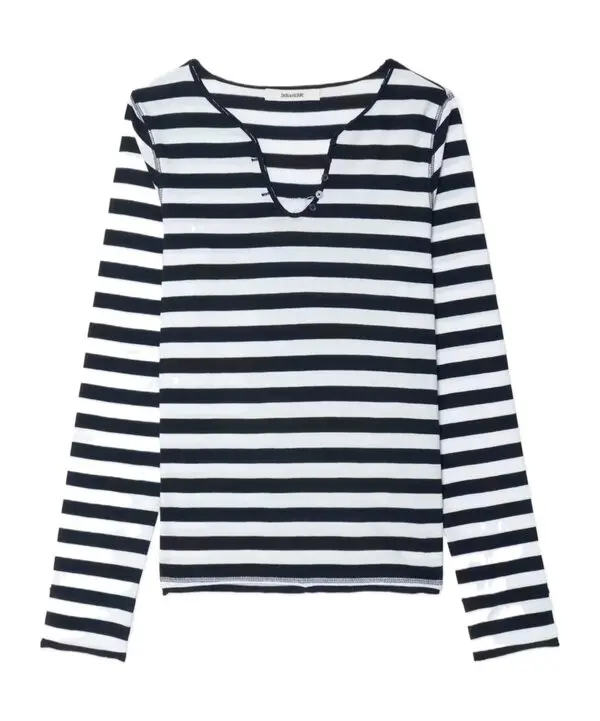 Zadig&Voltaire Henley Striped T-shirt - Encre