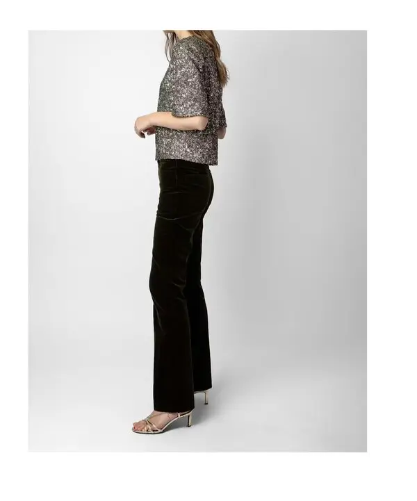 Zadig&Voltaire Sequin-embellished Short-sleeved Blouse - Bronze