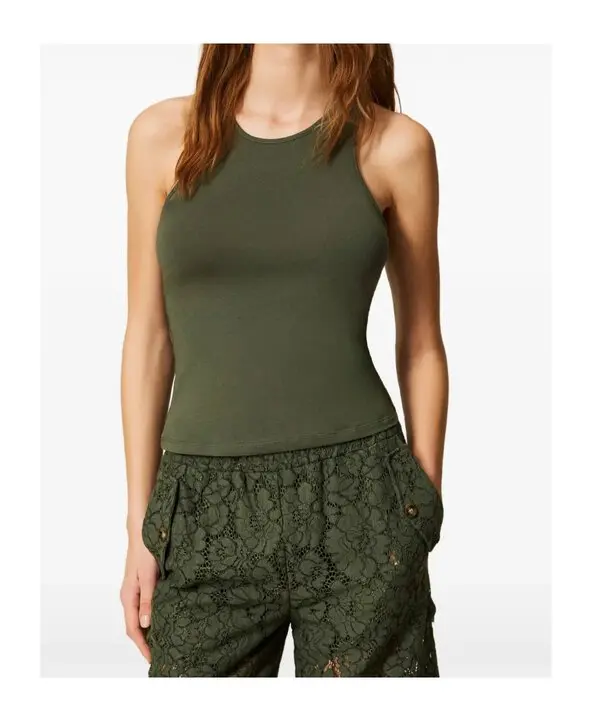 TWINSET Ribbed Jersey Tank Top