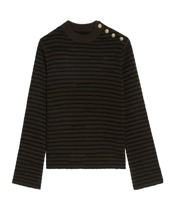 Zadig&Voltaire Striped Button-detailed Sweater - Darkchocolate