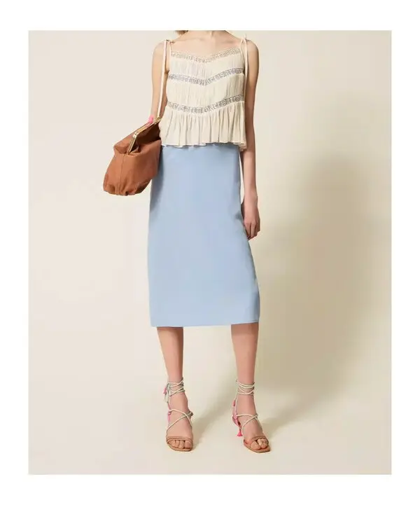 TWINSET Lace-trim Midi Dress