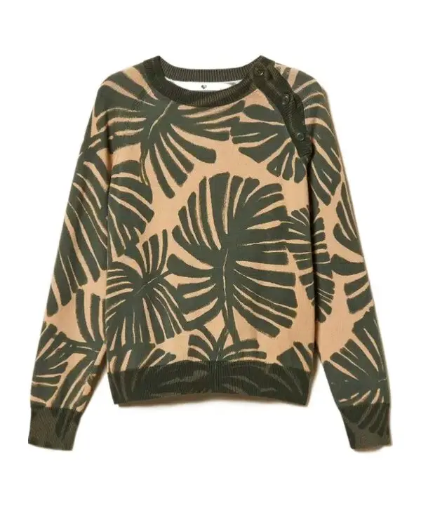 TWINSET Leaf-print Fine Knit Sweater