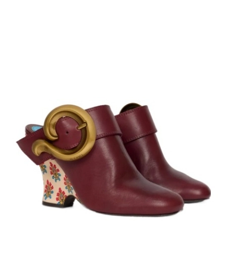 Etro Leather Mules With Wedge And Paisley Buckle