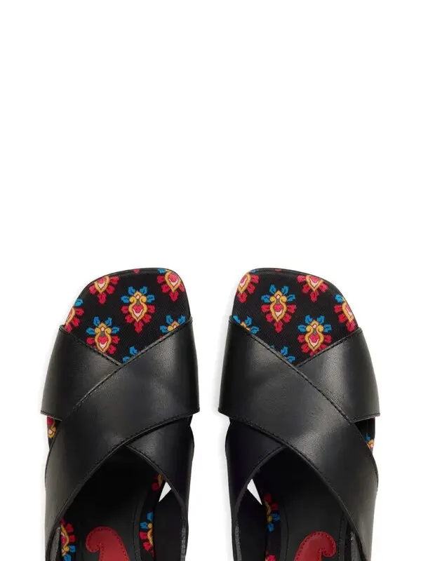Etro Low Leather Sandals With Crossover Detail