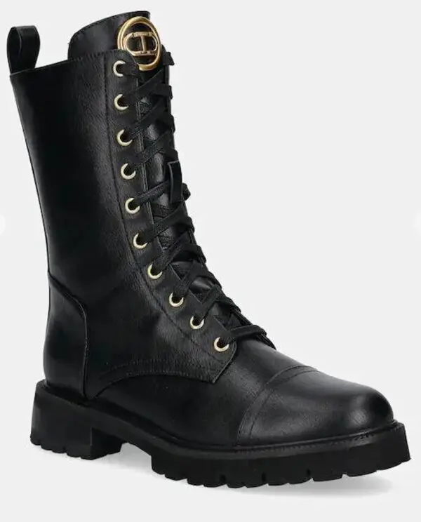 TWINSET Round Toe Lace-up Boots