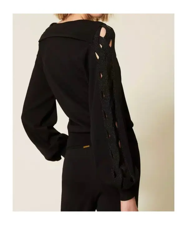 TWINSET Fine-knit Jumper With Metallic Cable Knit Sleeves