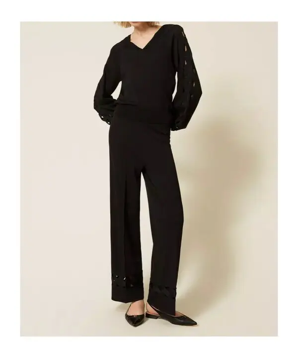 TWINSET Fine-knit Jumper With Metallic Cable Knit Sleeves