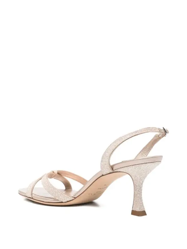 JIMMY CHOO Elsy Glittered Strap Leather Sandals