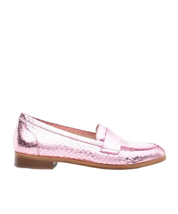 P.a.r.o.s.h Metallic Snakeskin-effect Leather Loafers - Pink
