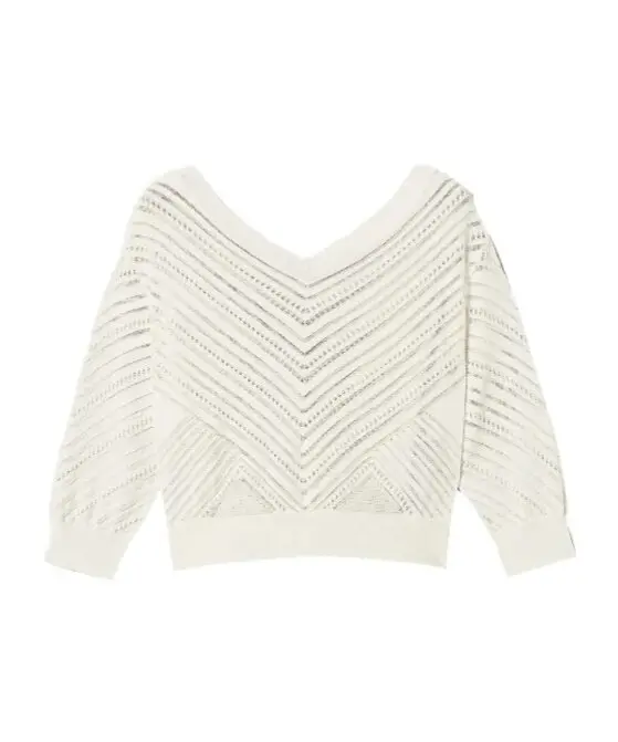 TWINSET V-neck Pointelle-knit Pullover - White