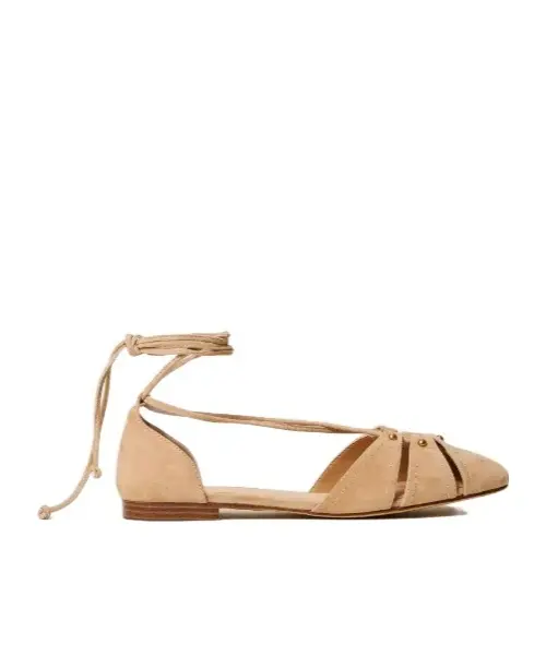 TWINSET Suede Cut-out Ballet Flats