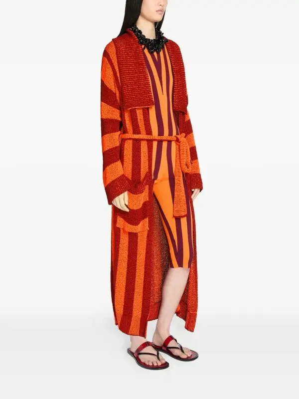 Dries Van Noten Belted Striped Cardigan