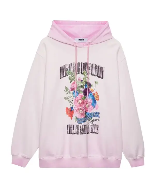 MSGM Floral-print Hoodie - Purple