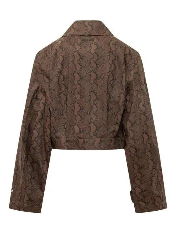 MSGM Cropped Belted Patterned Jacket