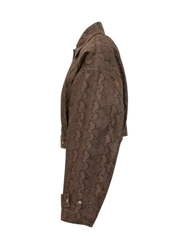 MSGM Cropped Belted Patterned Jacket