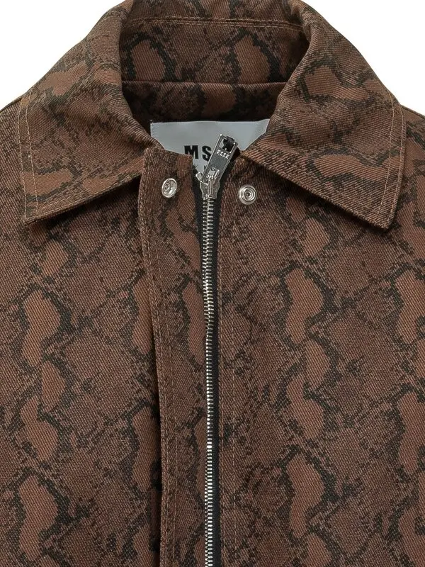 MSGM Cropped Belted Patterned Jacket