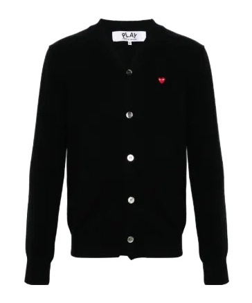 Play Comme Des Garcon Heart-patch Wool Cardigan