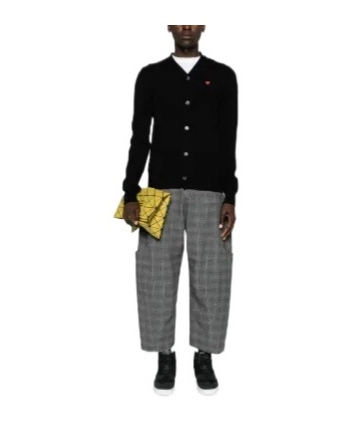 Play Comme Des Garcon Heart-patch Wool Cardigan