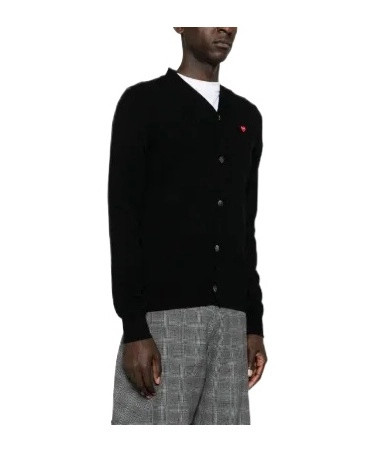 Play Comme Des Garcon Heart-patch Wool Cardigan