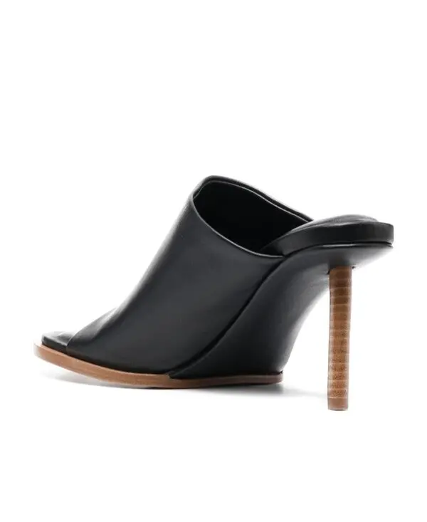 Jacquemus Les Mules Rond Carré Leather Mules - Black