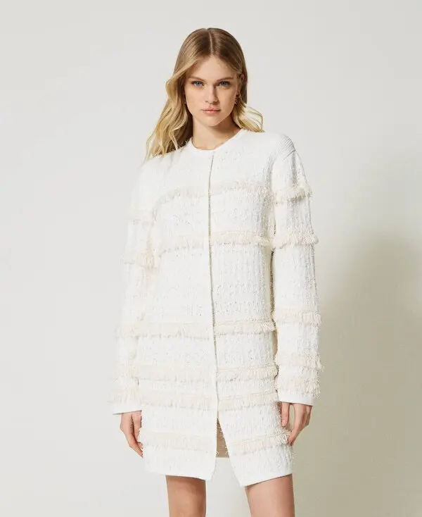 TWINSET Fringe Long Sleeve Cardigan Coat