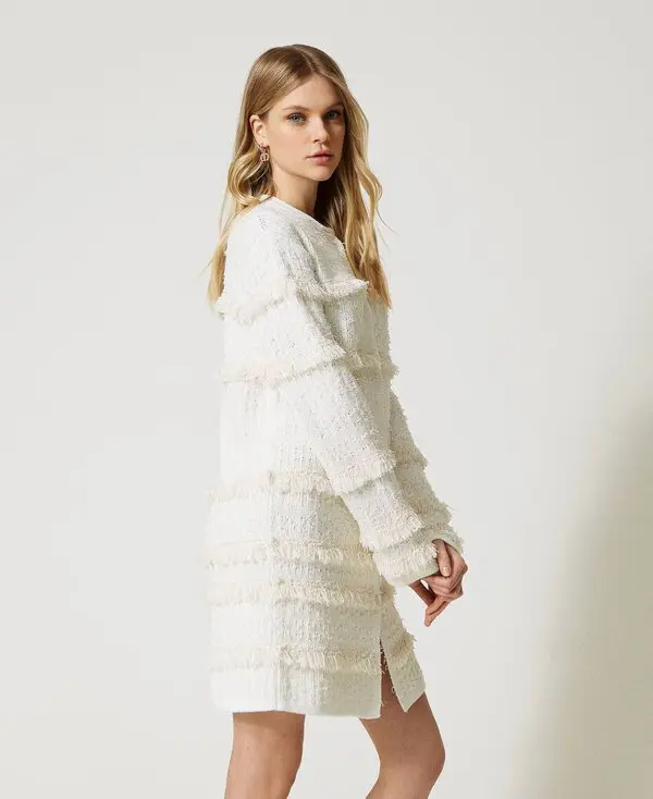 TWINSET Fringe Long Sleeve Cardigan Coat